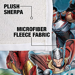 Marvel Avengers Highly Rendered Silky Touch Sherpa Back Super Soft Throw Blanket