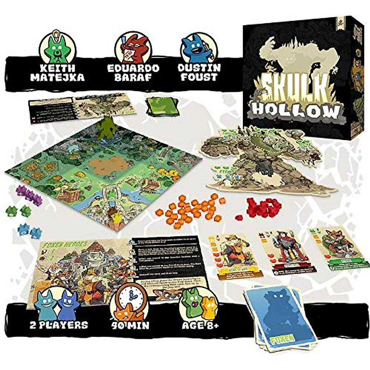 Pencil First Games: Skulk Hollow Board Game – an Asymmetric Tactics Game of Giant Guardians and Clever Foxes, 2 Players, Ages 12 and up