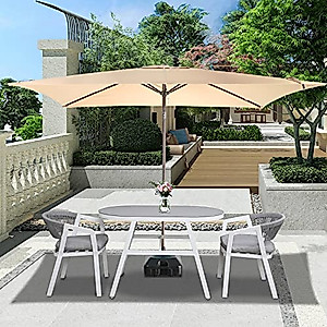 Verano Garden Patio Umbrella Rectangular Outdoor Table Market Umbrella with Push Button Tilt & Crank, 6.6 X 10 ft, Beige