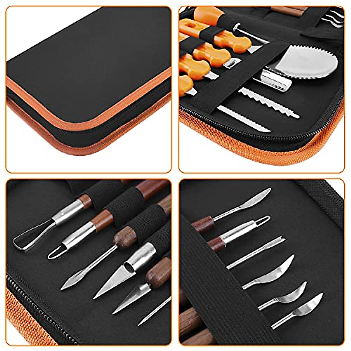 Halloween Pumpkin Carving Kit, Blovec 11 Pieces Professional Stainless Steel Pumpkin Carving Tools Easily Sculpting Halloween Jack-O-Lanterns with Carrying Case