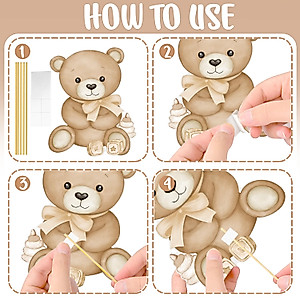 30Pcs We Can Bearly Wait Centerpiece Sticks Teddy Bear Baby Shower Decorations Bear Table Toppers Bear Baby Shower Table Centerpieces for Oh Baby Bear Birthday Party Supplies