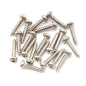 Musiclily Ultra 2.1x10mm Stainless Steel Pan Head Mounting Screws for Acoustic Electric Guitar Bass Tuners Machine Heads, Nickel (Set of 20)
