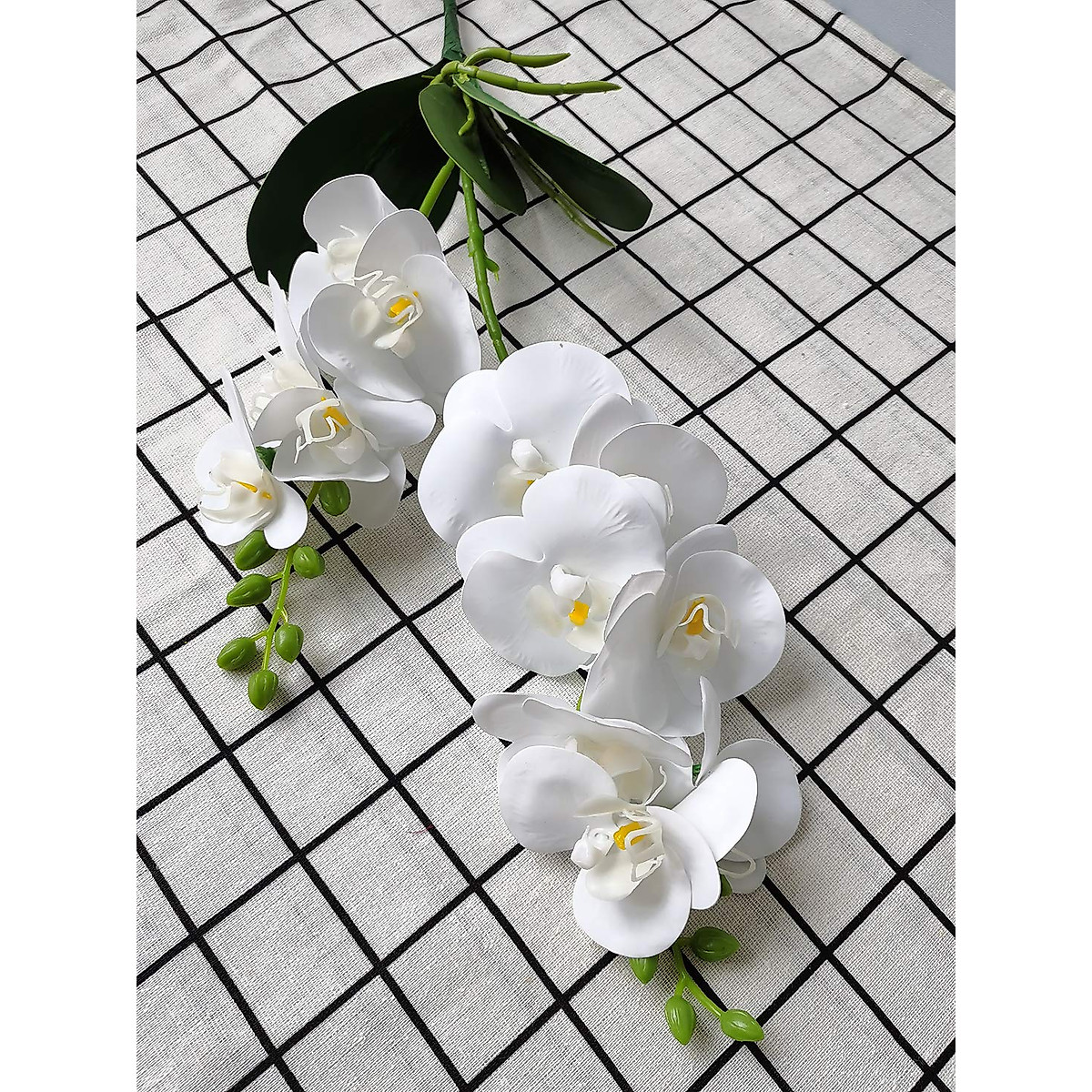 Suandsu 1 Bouquet Artificial Phalaenopsis Fake Butterfly Orchid Home Hotel Office Garden Craft Art Decor 19'' High White