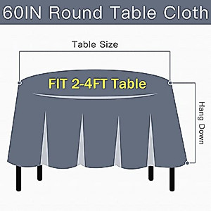 Vonabem Table Cloth Tassel Cotton Linen Table Cover for Kitchen Dinning Wrinkle Free Table Cloths (Coffee, 60in Round)