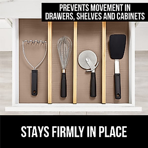 Gorilla Grip Drawer Liner and Ribbed Drawer Liner, Shelf Liner Size 12x20, Bathroom Storage Shelves, Ribbed Liner Size 17.5x20, Desk Storage, Both in Beige, 2 Item Bundle