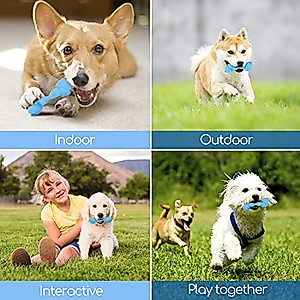 Nobleza Dog Chew Toy, Durable Hard Dog Bone Toy for Teething and Teeth Exercise, Safe Natural Rubber Puppy Chew Toy for Small and Medium Dogs, 5.4 * 1.8 * 1.4 in, Blue