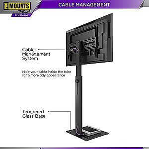 Portrait to Landscape TV Stand for 32" to 75" TVs, Height Adjustable 360° Rotating Monitor Stand with Glass Base, Floor TV Stand Mount with ±30° Swivel Range, Max VESA 600x400 Menu Wall Board