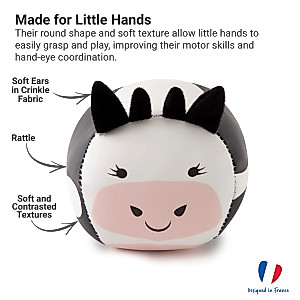 Little Big Friends Roly Poly 3.1" Balls | Sensory Rattle Ball Toy for Baby, Set of 4