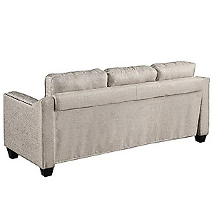 FANYE 3 Pieces Living Room Furniture Sets Include, Loveseat and Armchair, Linen Fabric Upholstered Sectional Classical Rivets Decor and Tufted Back Cushions, Beige Sofa & Couch