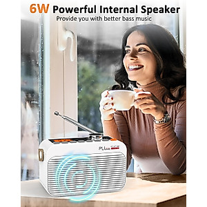 Greadio Portable Shortwave Radio with Bluetooth 5.0, Rechargeable AM FM Radio with Best Reception, TF/SD/USB Port,5W Loud Speaker,White Noise,Alarm Clock,LED Display,Earphone Jack,for Home,Office,Gift