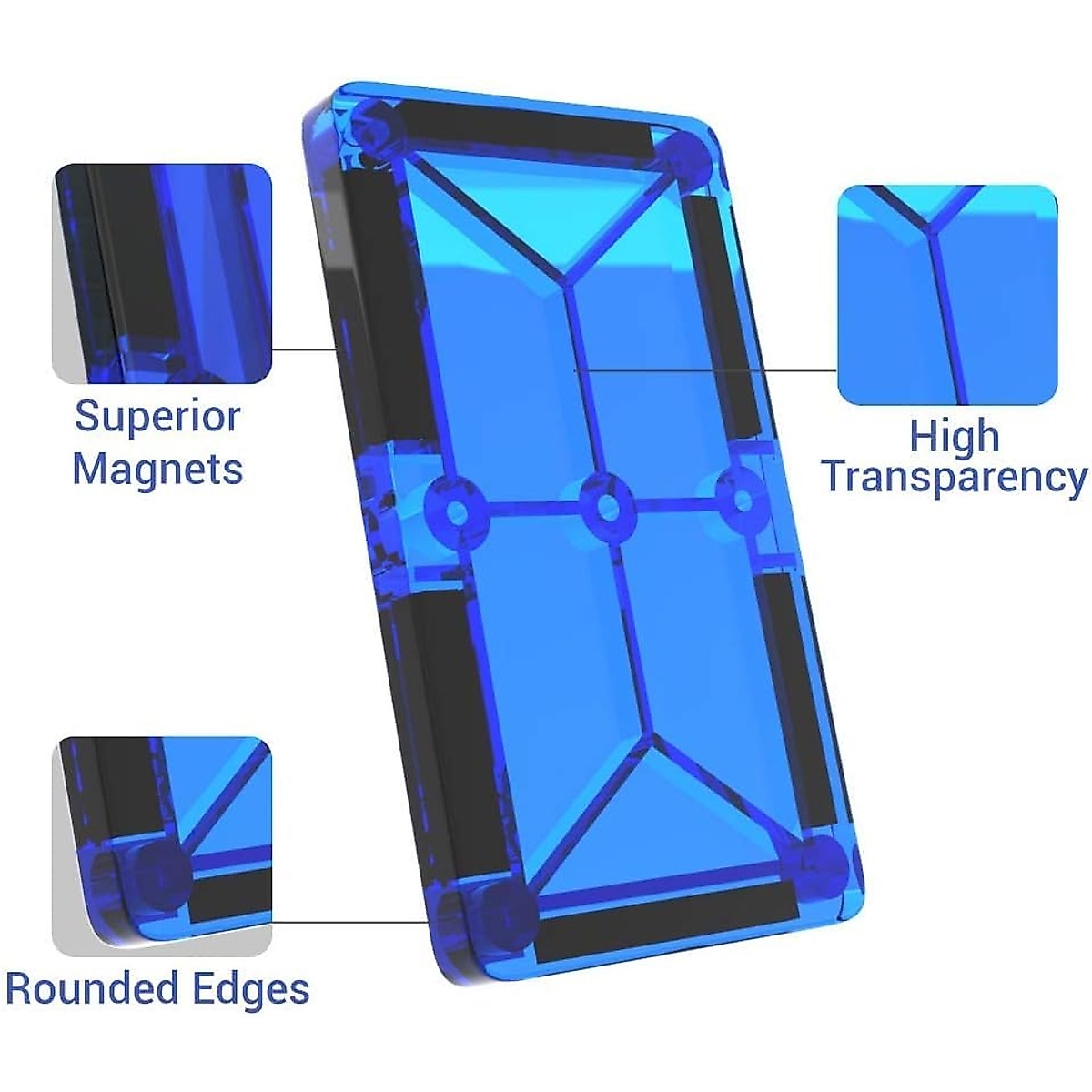 Desire Deluxe Magnetic Tiles Building Blocks Construction Toys for Boys & Girls 47pc – STEM Learning Educational, Kids Age 3 4 5 6 7 8 Year Old Gift