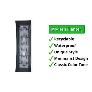 Elly Décor Set of 2 24x8 Rectangular Modern, Resistant and Self Watering Planter with Rattan-Like Finish, 24", Gray