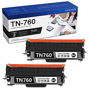 MOLIMER TN760 Toner Compatible TN-760 Toner Cartridge Replacement for Brother TN 760 DCP-L2550DW MFC-L2750DW MFC-L2750DWXL HL-L2350DW HL-L2395DW Printer Toner High Yield (2 Pack, Black)