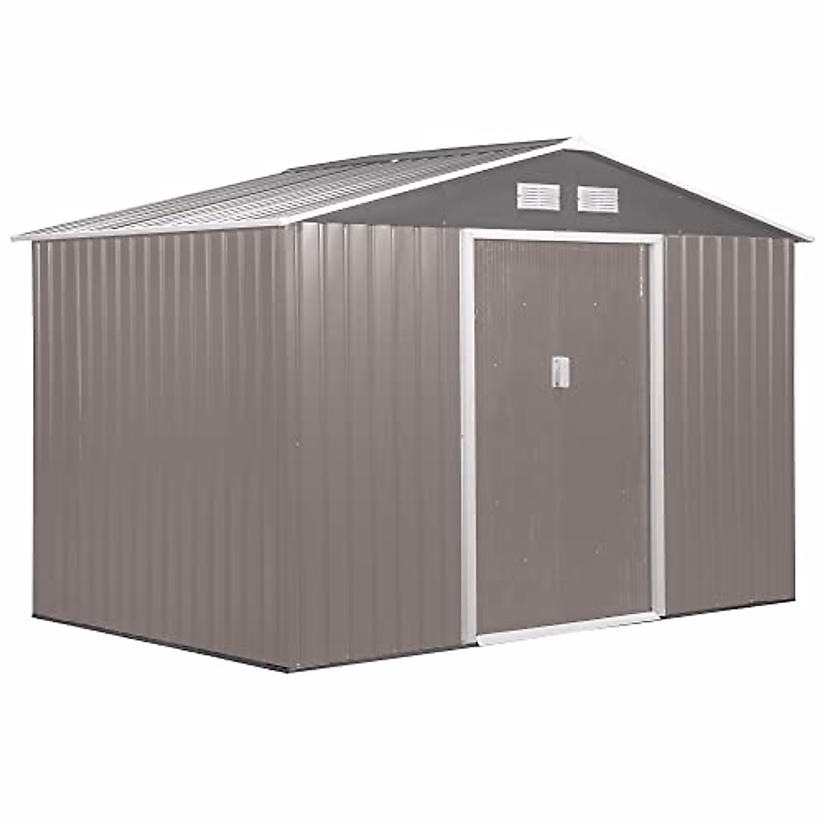 Outsunny 9' x 6' Metal Storage Shed Garden Tool House with Double Sliding Doors, 4 Air Vents for Backyard, Patio, Lawn Grey