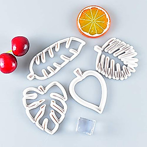 Crethinkaty Tropical Leaf Cookie Cutter Shapes Set for Cake Decorating 4 Pieces Plastic Big Size Fondant Icing Cutters DIY Baking Tool
