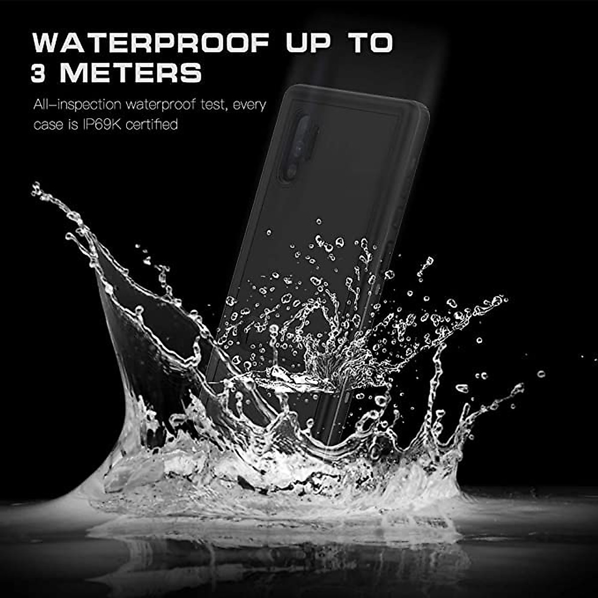 Waterproof Case for Samsung Galaxy Note 10 Plus, Military Grade Drop Tested,Snowproof Shockproof DirtProof Full Sealed Underwater Protective Cover Case with Kickstand (Black) (Black)