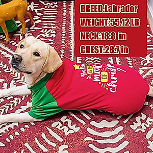 FATCOOLGOO Christmas Dog Pajamas for Medium Large Dogs - Super Soft Stretchy Warm Pet Jumpsuit for Winter Autumn Fall, Cute Holiday Theme Sweater Cloth Costume for Dog Cat