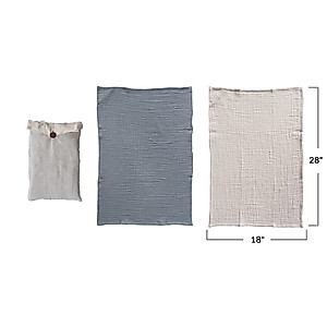 Creative Co-Op Cotton Double Cloth, Set of 2 in Bag, Charcoal and Taupe Tea Towels, 28" L x 18" W x 0" H, Black & Cream