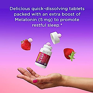 OLLY Extra Strength Sleep Fast Dissolve Tablets, 5mg Melatonin, Vegan, Strawberry - 30ct