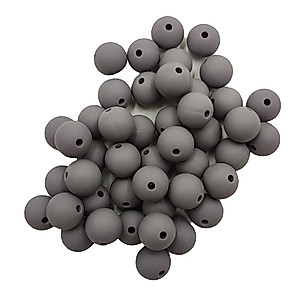 50pcs Light Gray Color Silicone Round Beads Sensory 15mm Silicone Pearl Bead Bulk Mom Necklace DIY Jewelry Making Decoration