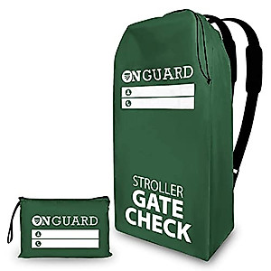 ONGUARD Double Stroller Bag For Airplane | Stroller Cover | Gate Check Stroller Bag | Baby Airplane Travel Accessories | Waterproof Rip Resistant Polyester Compact Backpack | Green