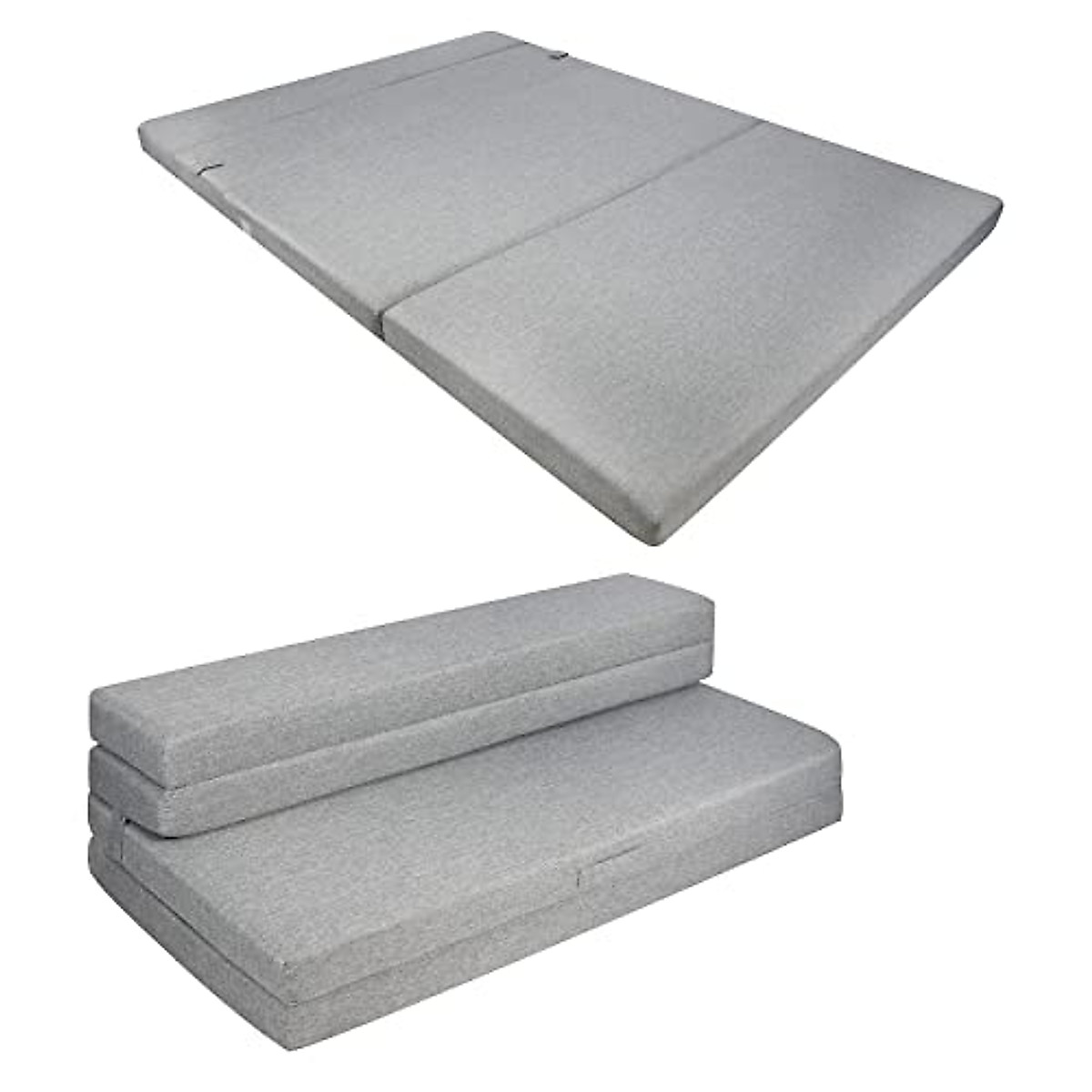 Varbucamp 4 Inch Folding Mattress, Memory Foam Portable Mattress and Sofa Bed with Washable Cover for Guest, Camping, Bedroom, Gray(80'' x 59'' x 4'')