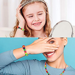 500 Pieces Star Pony Beads Large Hole Beads Multi Color Acrylic Beads Bracelet Kawaii Rainbow Necklace Jewelry Making Craft Beads for Christmas Valentine's Day Present