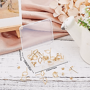 Beebeecraft 1 Box 20Pcs 18K Gold Plated Stud Earrings with Loop Simple Circle Geometry Earring Posts with 20Pcs Butterfly Ear Back for Valentine's Day Jewelry Making