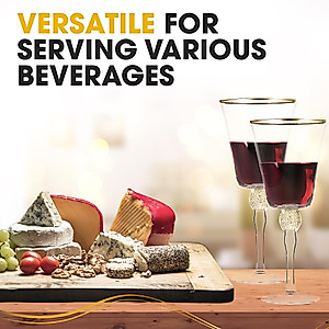 BERKWARE Premium Wine Glasses Set of 2 - Crystal Long Stem Wine Glass Goblet with Gold Rim & Rhinestone Design - 14.7 oz