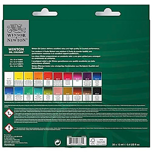 Winsor & Newton Winton Oil Color Paint Set, 20 x 12ml (0.4-oz) Tubes