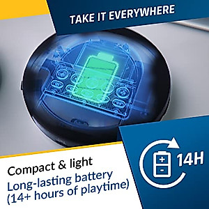 KLIM Nomad - New 2023 - Portable CD Player Walkman with Long-Lasting Battery - with Headphones - Radio FM - Compatible MP3 CD Player Portable - TF Card Radio FM AM Bluetooth - Ideal for Cars - Black