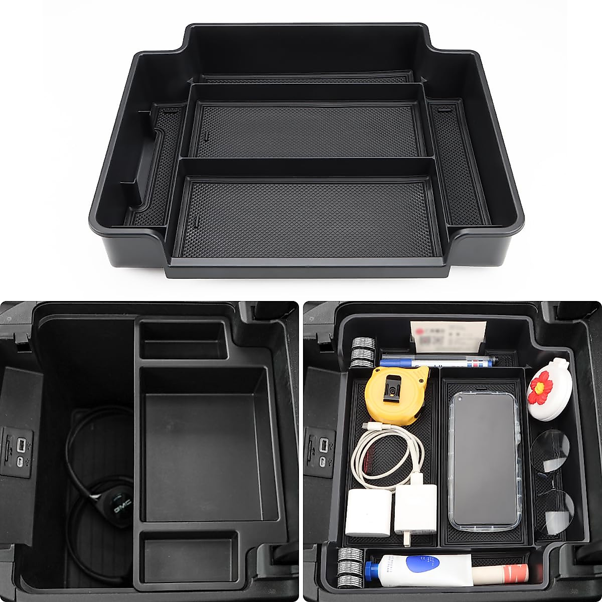 MARCHFA Center Console Organizer Tray Compatible for 2021 2022 2023 Chevy Suburban Tahoe Accessories Armrest Tray Organizer for 2021 2022 2023 GMC Yukon Insert Secondary Storage Box