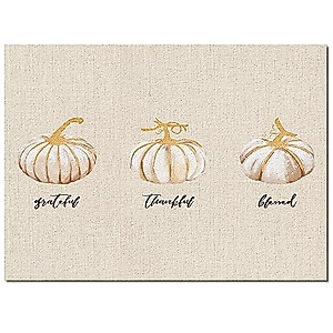 2'x3' Thanksgiving Area Rug,Outdoor Indoor Washable Carpet Area+Rug for Living Room,Kids/Boys/Girls Bedroom,Bathroom,Classroom,Kitchen,Hallway,Throw Floor Mat Luxurious White Gold Pumpkins Watercolor