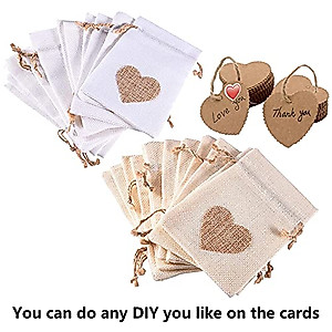 Burlap Bags, 40 Packs 4"x6" Heart Burlap Bag with DIY Tag Drawstring Gift Bags Candy Pouches Linen Gift Pockets for Valentine's Day Wedding Easter Christmas Halloween Thanksgivings New Year