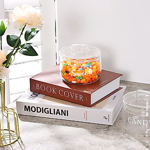 KEKEHOME 11oz Glass Candy Dish with Lid Covered Candy Bowl Decorative Cookie Jar Clear Salad Bowl Buffet Storage Container for Home Kitchen Coffee Table Office Desk and Party Wedding