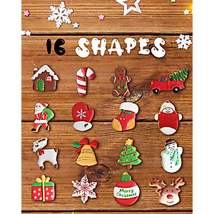 16 Pcs Christmas Cookie Cutters Winter Set with Decorating Instructions Stainless Steel Gingerbread Man Tree Snowflake Candy Cane Santa Snowman And More