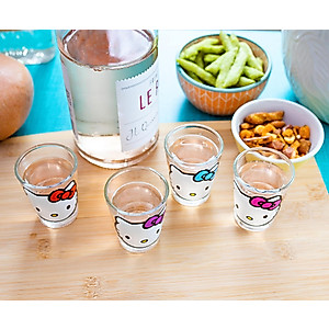 Silver Buffalo Sanrio Hello Kitty Faces 1.5-Ounce Mini Shot Glasses | Set of 4