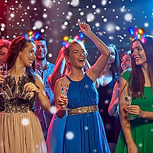 Juexica 4 Pieces Halloween Light up Furry Kitty Headband Cat Ears Cute LED Glow Party Hair Accessories Supplies for Women (Multicolor)