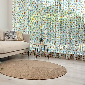 Ambesonne Plane Tulle Curtains with Rod Pocket, Airplane Boat Ship Helicopter Submarine Car Truck Van Boys Cartoon Transportation, Sheer Drape for Wedding Party 2 Panels, 108" x 96", Multicolor