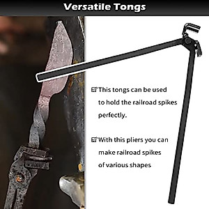Blacksmith Railroad Spike Tongs for Holding Railroad Spikes Quick Railway Spike Pliers RR Spike Head Tongs, Length 15 in