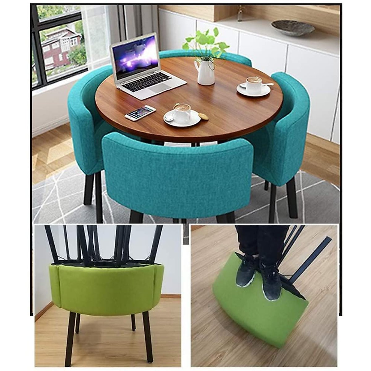 Office Reception Round Table- Office Table and Chair Set Reception Coffee Table, Living Room Table and Chair Set Balcony Restaurant Combination Table Simple Modern Small Round Table Reception Business