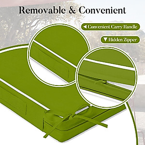 Basic Beyond Outdoor Chair Cushions for Patio Furniture, Waterproof Outdoor Seat Cushions Set of 4 19 x 19, Patio Chair Cushions Set of 4 with Ties and Handle, Grass Green/White