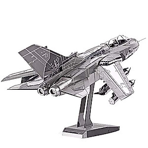 Piececool 3D Metal Puzzle for Adults, Tornado Fighter Jet Military Airplane Models Kits to Build for Teens Men Hobbies Toys DIY Brain Teaser Puzzles, Great Birthday Gifts, 83 Pcs