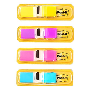 Post-it Flags, 35/Dispenser, 4 Dispensers/Pack, .47 in Wide, Assorted Bright Colors (683-4AB)