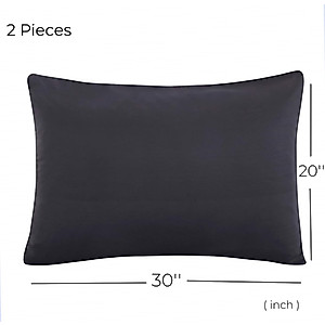 Mohap Zipper Pillowcase 2 Pieces Brushed Microfiber 1800 Hotel Quality Super Soft Pillow Cover No Shrinkage No Fade Pillow Protectors - Gray, Queen