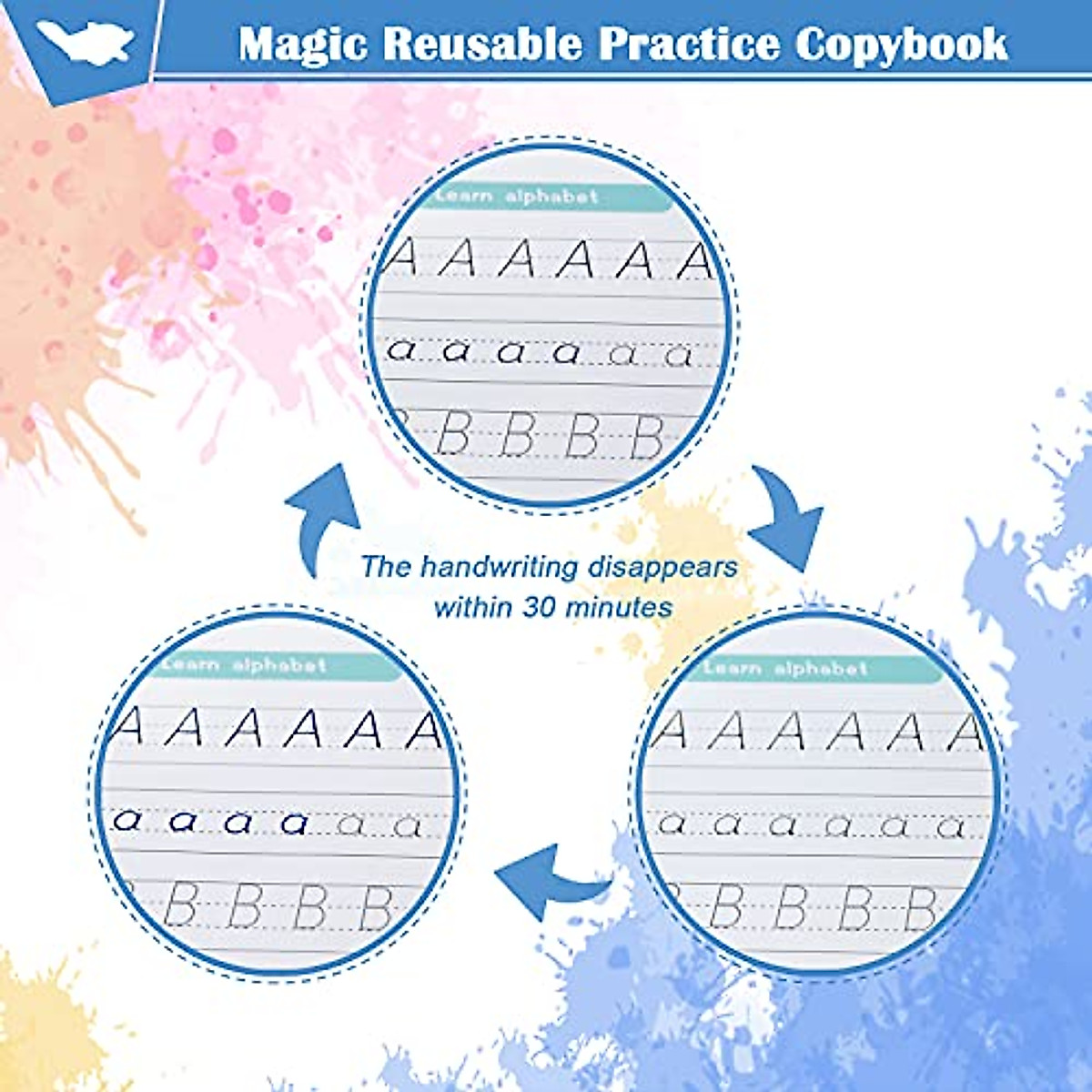 Hokeep Magic Practice Copybook For Kids Handwriting Practice Drawing Book Calligraphy Pens Set For Education Supplies Preschool Workbooks Age 3-5 (Extra Large)