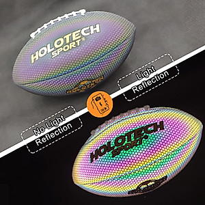 KPASON Football, Holographic Football Official Size 9 Reflective Glowing Footballs for Kids, Teens and Adults, Composite Leather Football