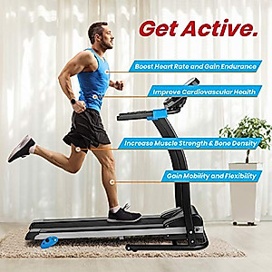 SereneLife Smart Digital Manual Incline Treadmill - Slim Folding Electric 2.5 HP Indoor Home Foldable Fitness Exercise Running Machine with Downloadable App, MP3 Player, Safety Key -SLFTRD25