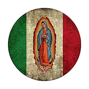 Our Lady Virgen De Guadalupe Mexican Flag PopSockets Swappable PopGrip