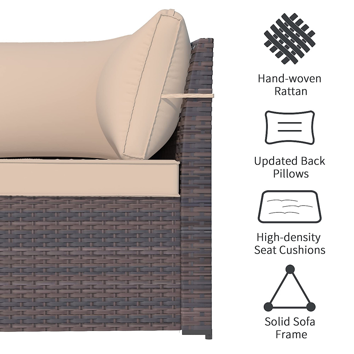 ASJMR Outdoor Patio Furniture Set with Gas Fire Pit Table, 13 Pieces Outdoor Furniture Set Patio Sectional Sofa w/43in Propane Fire Pit, PE Wicker Rattan Patio Conversation Sets (Sand)